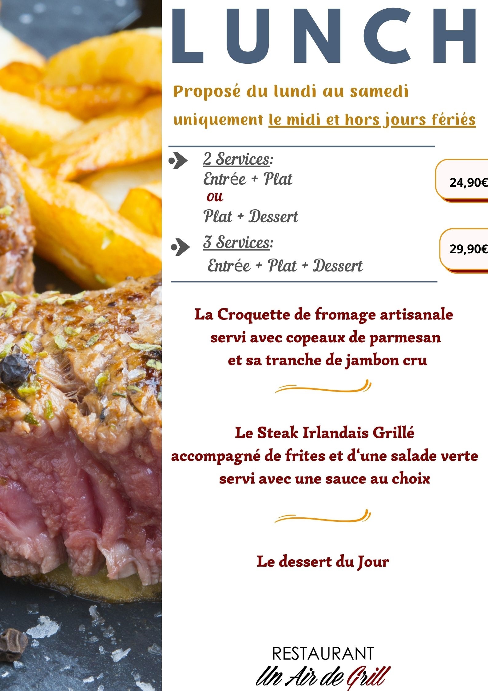 Menu Air de Grill & Lunch du midi – Un Air De Grill
